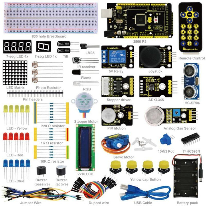 Kit avançado Arduino Keyestudio - Placa MEGA 2560 – ABC Escolar