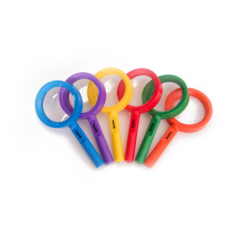 Conjunto de 6 lupas de mão coloridas – ABC Escolar